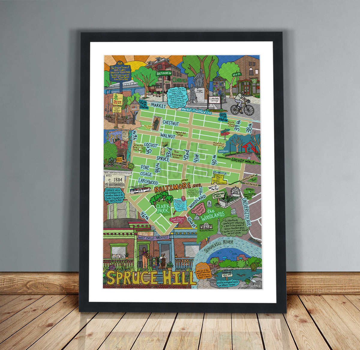 Map of Spruce Hill, West Philly, Philly Map Art, Pennsylvania (customi – Jessie husband