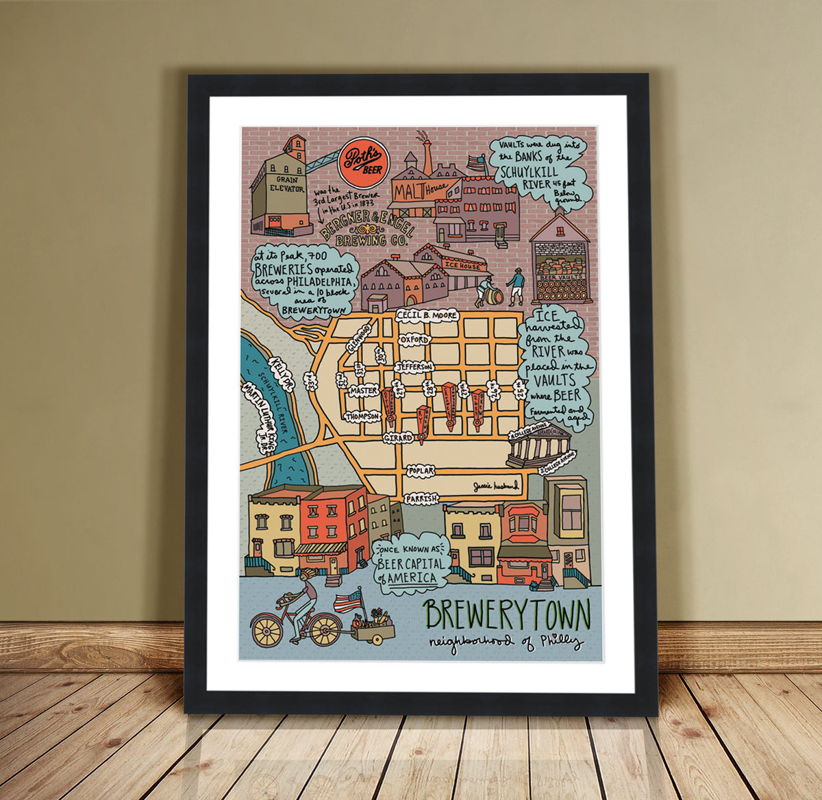 Map of Brewerytown, Philadelphia (customization and framing options av ...