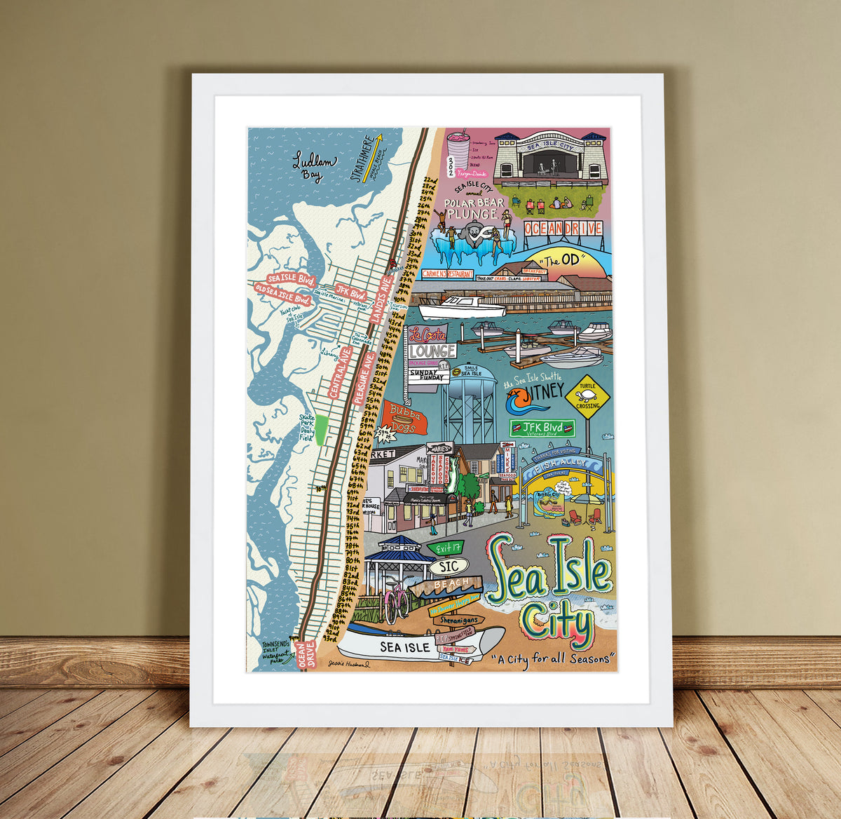 Map of Sea Isle City, New Jersey (customization and framing options av ...