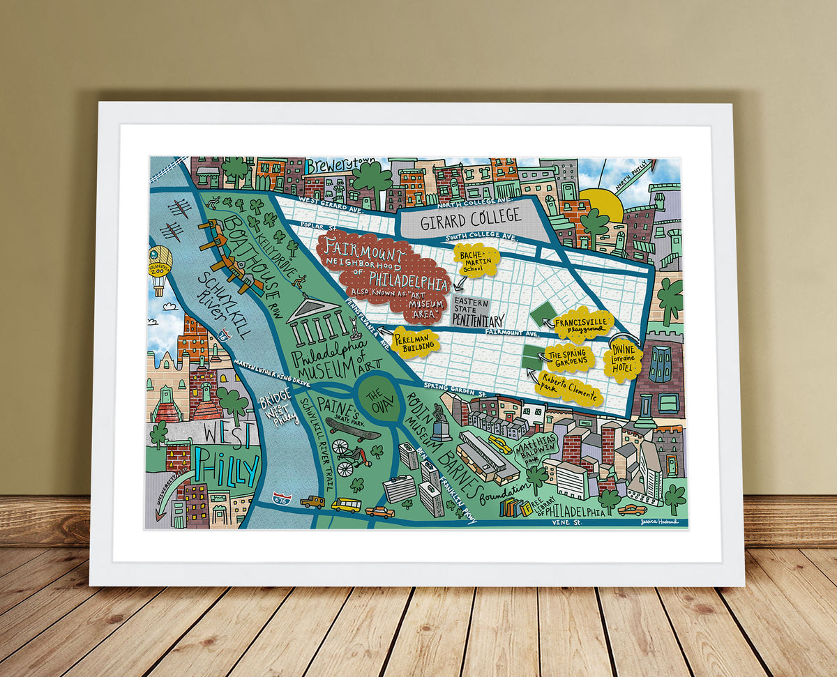 Map of Fairmount, Philadelphia (customization and framing options avai ...